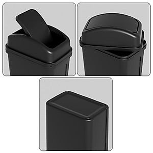 Zopnny 7 L Small Bathroom Trash Can, Swing Top Garbage Can, Plastic Trash Can with Swing Lid, Black