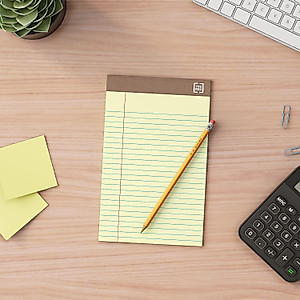 STAPLES 815590 100% Recycled Narrow Ruled Perforated Notepads Canary 5-Inch X 8-Inch 12/Pk