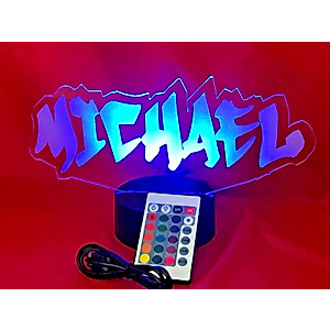 Name Light Up Lamp Any Name Shape Lamp LED Personalized Create Your Own Name In Graffiti Table Lamp LED, Our Newest Feature - It's WOW, With Remote 16 Color Options, Dimmer, Free Engraving, Great Gift