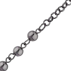 LUX ACCESSORIES Classic 80s Gothic Rosary Cross Beaded Pendant Necklace (HEM)