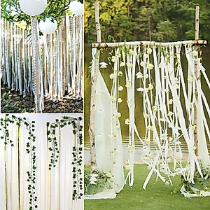 White Crepe Paper Streamers 8 Rolls, Party Streamers for Birthday Wedding Baby Bridal Shower Decorations Halloween Christmas Craft Supplies (1.8 Inch x 82 Ft/Roll，656ft)