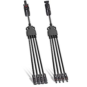 Goupchn Solar Y Branch Connectors 1 Pair Solar Panel Parallel Connectors 1 to 4 Splitter Solar Cable Wire Plug Tool Kit for Solar Panel