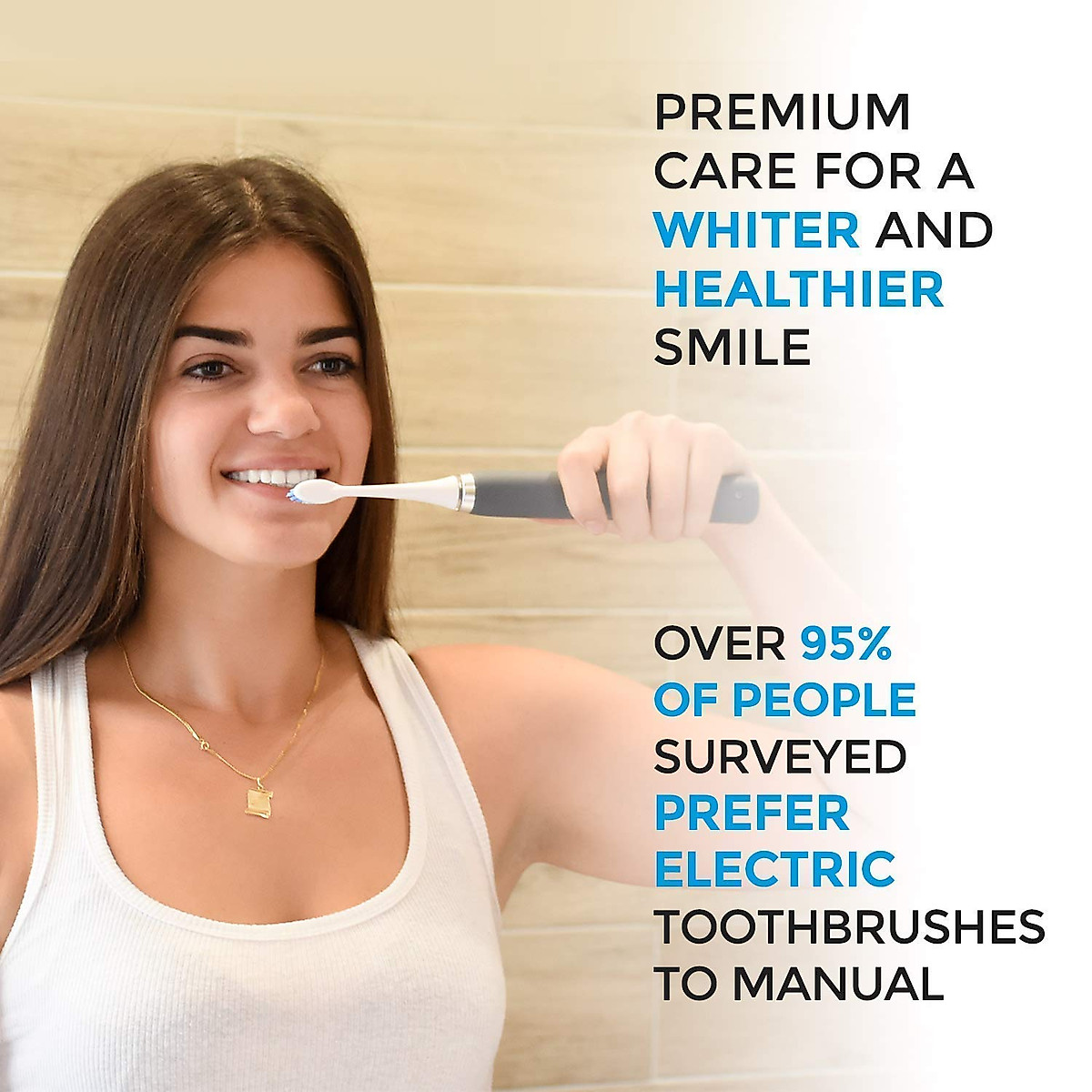 Mueller Sonic Rechargeable Electric Toothbrush with CrossClean Technology, 5 Modes, IPX7 Fully Waterproof, Built-in Auto Timer, 3D Cleaning Action, Grey