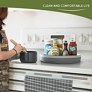 Fabutendus Large Lazy Susan for countertop, 12'' White Refrigerator Lazy Susan Organizer, Turntable Organizer with Non-Slip Pad, Sturdy Lazy Susan for Dining Table