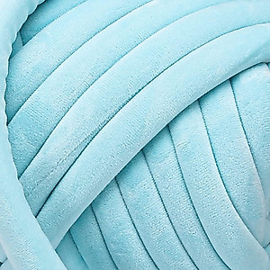 Chunky Yarn for Hand Knitting Blanket Knotted Pillow，Super Soft Vegan Light Blue Velvet Yarn Jumbo Fluffyh Braided Cotton Bulky Giant Yarn for Christmas DIY Home Decoration
