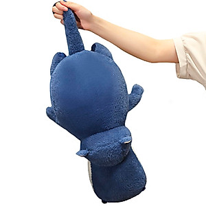 ELAINREN Furry Hippo Plush Pillow Ultra-Soft Blue Hippopotamus Stuffed Animals Toy,Kawaii Jungle River Horse Plushie Dolls Gifts/23.6''