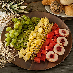 Carlisle FoodService Products Epicure Plastic Round Platter, 18 Inches, Dark Woodgrain