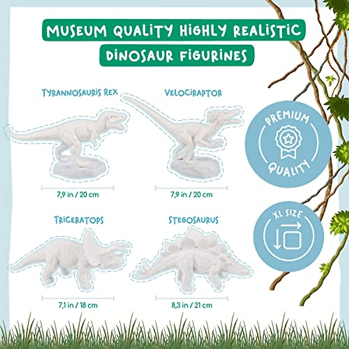 Nene Toys Dinosaur Painting Kit for Kids 3-7 Years [The Kings] – Includes 4 Museum Replicas, 2 Paint Sets, 2 Brushes, Educational Poster and Playmat – Art & Craft Paint Toy for Boys and Girls