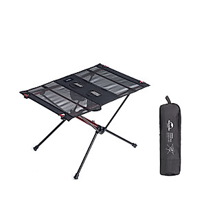 Naturehike FT07 Ultralight Camping Table, 1.6 LBS Portable Backpacking Table with Carry Bag & Cup Holder, Folding Mesh Camp Table for Camping Picnic Beach Fishing