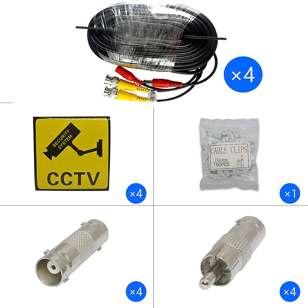 hosecurity Black Color 4X60ft Pre-Made All-in-One Siamese coaxial BNC Video and Power CCTV Security Camera Cable for HD AHD DVR Camera Connection