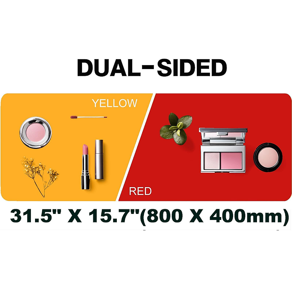 Makeup Mat for Vanity Top Protector,Craft Mats to Protect Table,Nail Art Table Mat,Dresser Protector Top Vanity Essentials,Vanity Desk Cover Pads,Dresser Cover Top Mats(Red+Yellow,31.5" x 15.7")