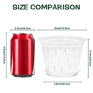 Kitypartsy Orchid Pot, 5 Inch 6 Pack Orchid Pots with Holes and Saucers, Clear Plastic Orchid Pots