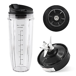 Joyparts Replacement Parts Female Fins Blade and 32oz cup with Lid,Compatible with Ninja Blender Auto iQ BL482 30 DOB,BL451 30 DOB,BL480D 69 DOB,BL455 30 DOB