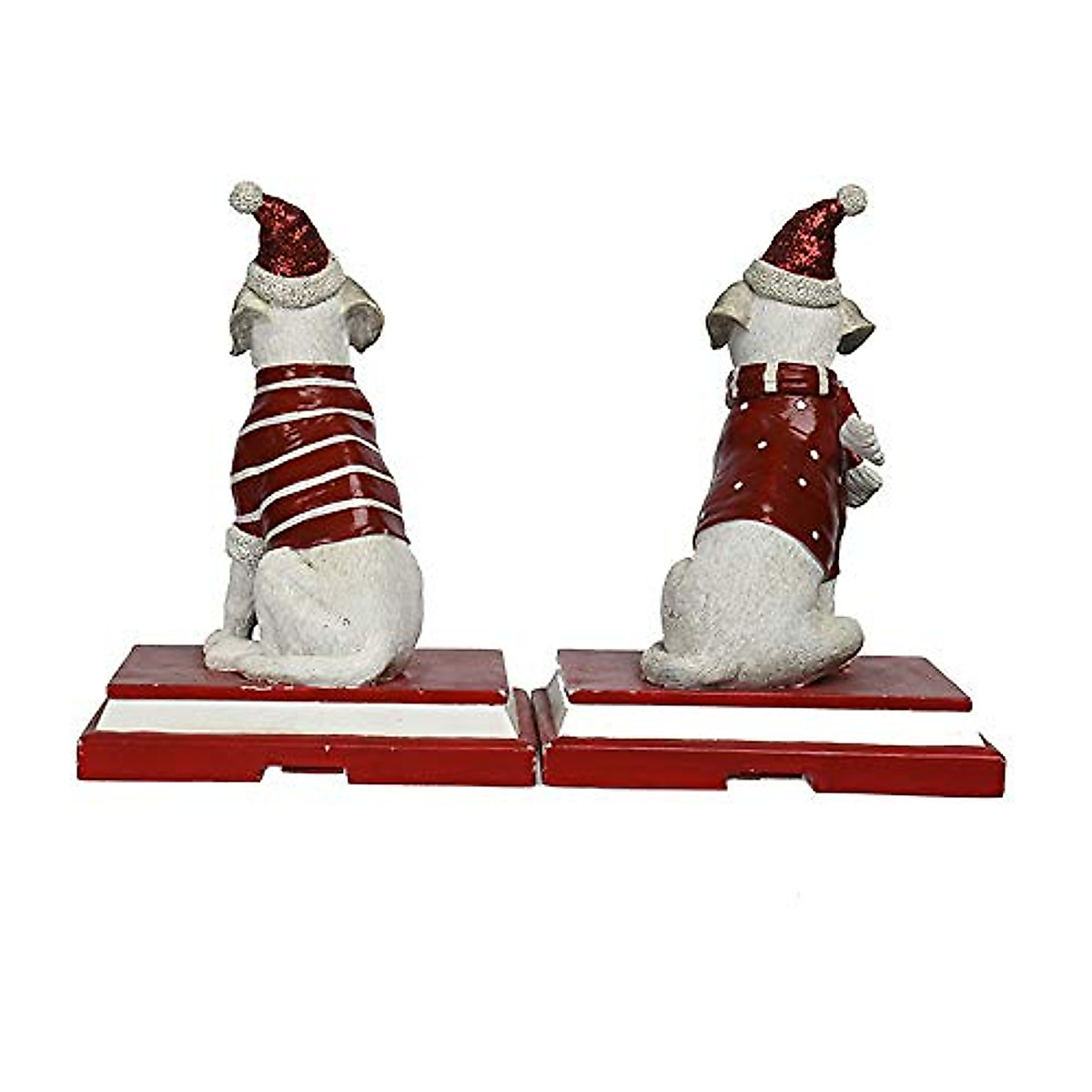 Comfy Hour Joyful Holiday Collection 9" Dog Stocking Hanger, Winter Christmas Decoration, Red, Set of 2, Polyresin