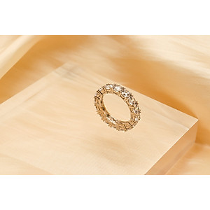 PORI JEWELERS 925 Solid Sterling Silver Round Cut 4MM Cubic Zirconia Eternity Wedding Band Ring For Women (White, 6)