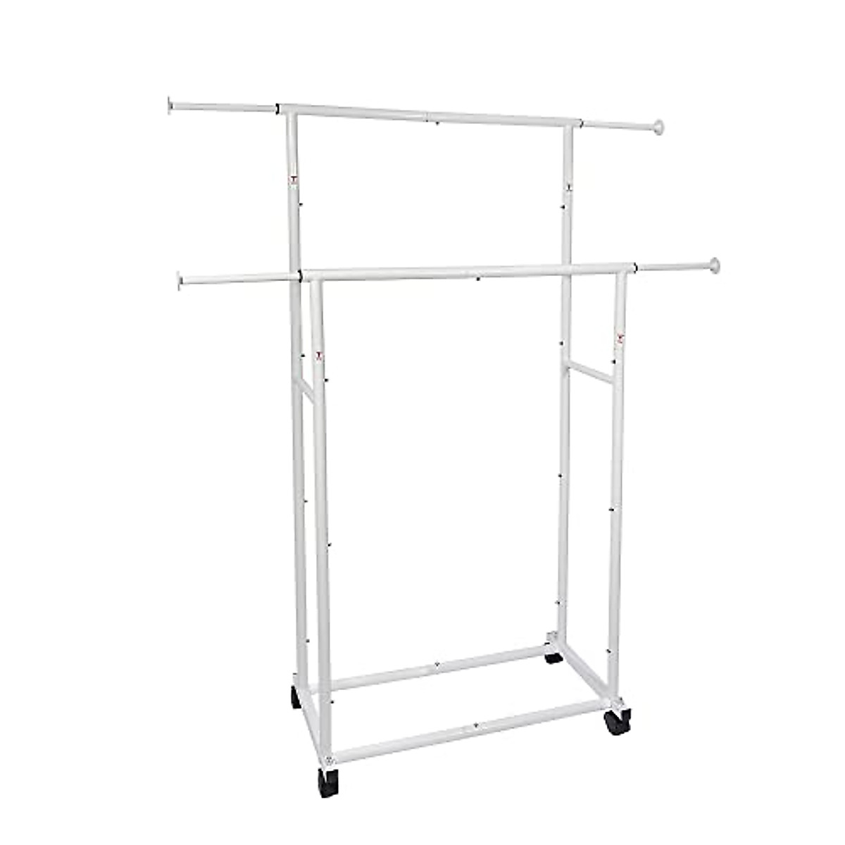 Fishat Simple Double Rod Garment Rack & Laundry Hamper Butler Cart Basket