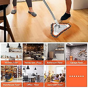 CB Wall Mop Cleaner with Adjustable Handle 360 ° Rotating Cleaning Mop Detachable Wall Cleaning Tool with Replaceable Mop Cloth Reusable Dust Mop Cleaner Wet and Dry Use Durable for Windows Wall Floor