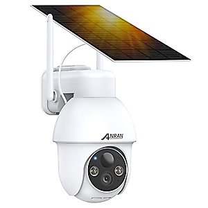 ANRAN 2K Security Camera Wireless Outdoor, Solar Outdoor Camera with 360° View, Smart Siren, Spotlights, 3MP Color Night Vision, AI Human Detection, 2-Way Talk, Compatible with Alexa, Q3 White