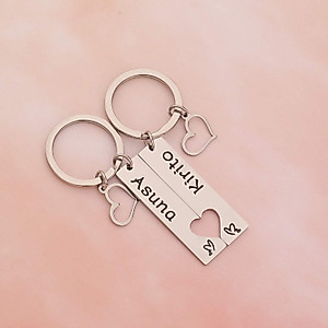 MYOSPARK Kirito And Asuna Couples Keychain Set His And Her Gift For Couple Boyfriend Husband (Ausna and Kirito Keychain)