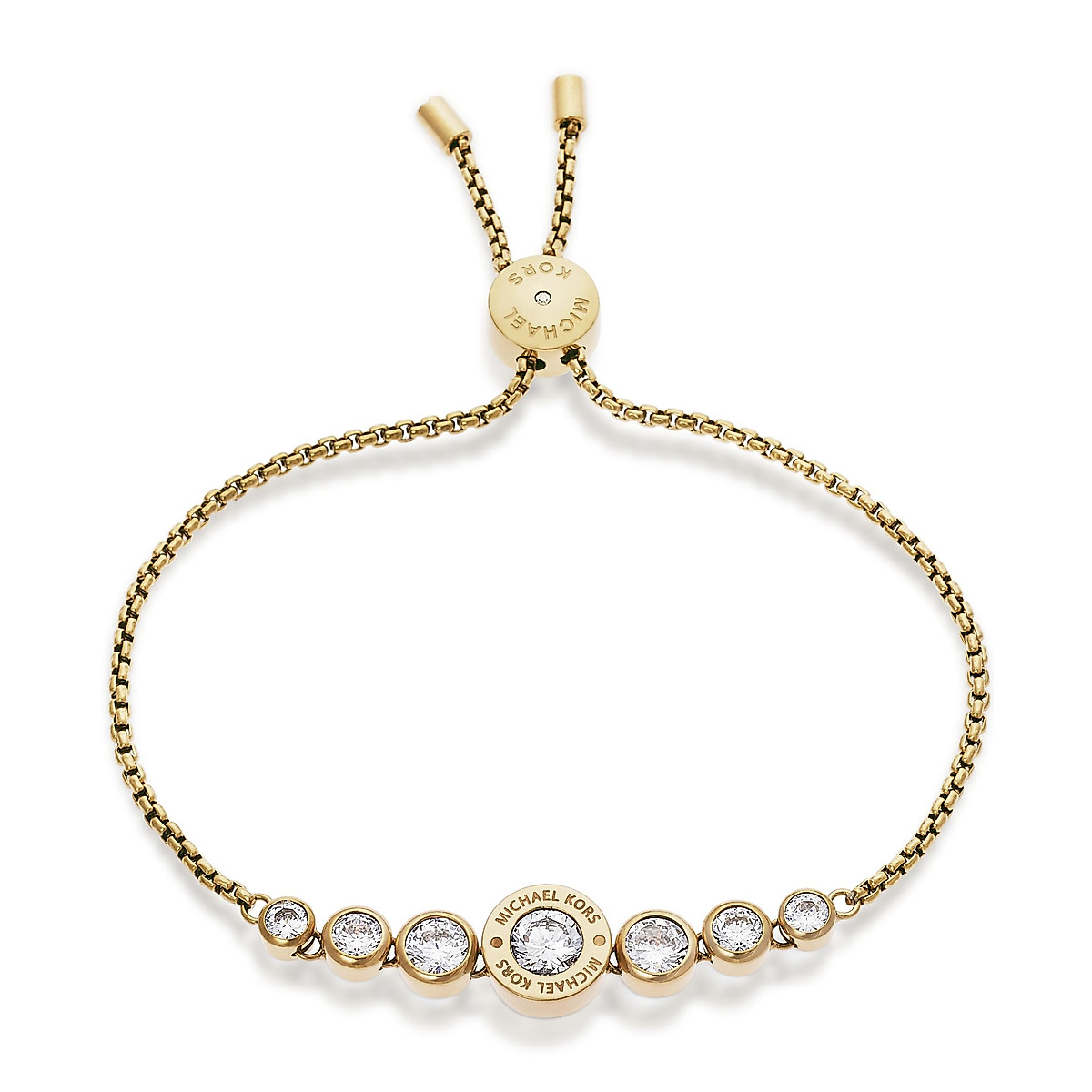 Michael Kors Stainless Steel and Cubic Zirconia Chain Bracelet for Women, Color: Gold (Model: MKJ5334710)