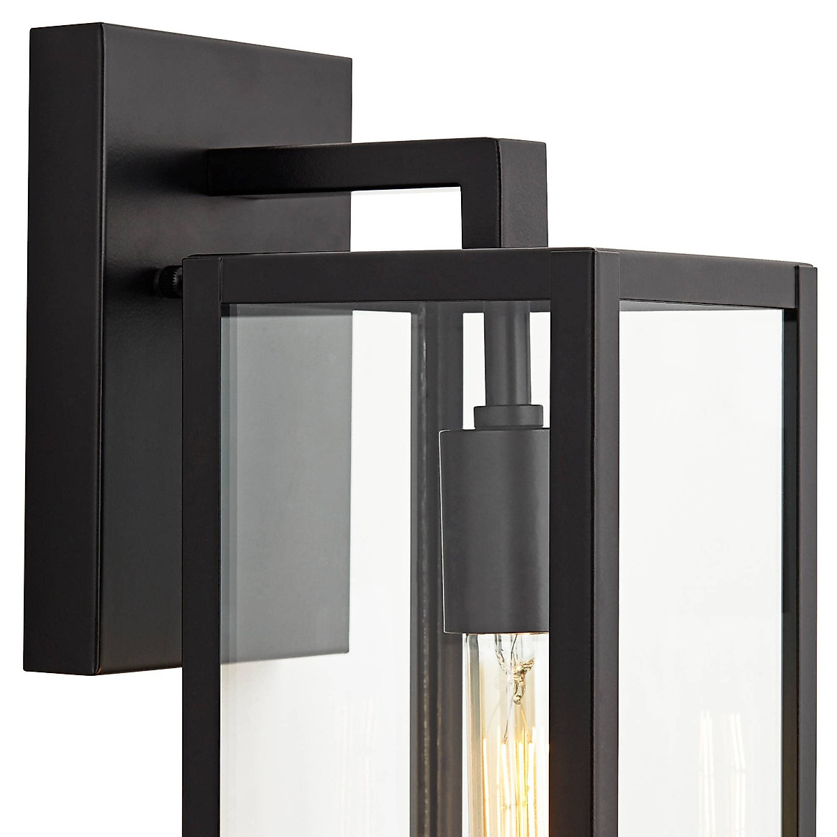 John Timberland Titan Modern Outdoor Wall Light Fixture Mystic Black 14 1/4" Clear Glass Panel for Exterior Barn Deck House Porch Yard Patio Outside Garage Front Door Garden Home Roof Lawn