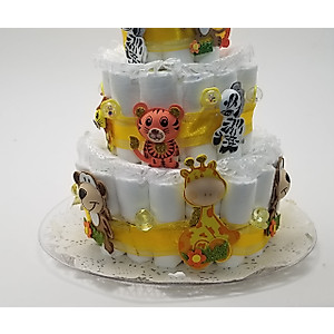 Noah's Ark - Jungle Animals Baby Shower Diaper Cake Kit for a 3 Tier Cake