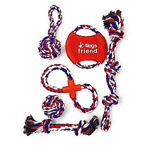 Dog Cotton Rope Toys Set for Medium and Large Dogs Who Love to Play Rough and are Aggressive Chewers. Almost Indestructible, Washable Dental Floss, Tough Tug of War/Chewing Toys - (6 pack)