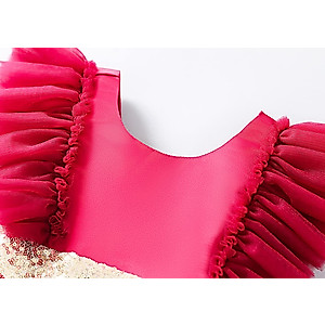 KLFFLGID Baby Girl Sequins Bowknot Dresses Toddler Flower Girl Birthday Wedding Party Dresses for Girls Pageant Ball Gown Size 90 (Wine Red)