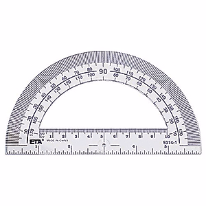 hand2mind 5314A Student Math Protractor, Clear, 20 Count (Pack of 1)