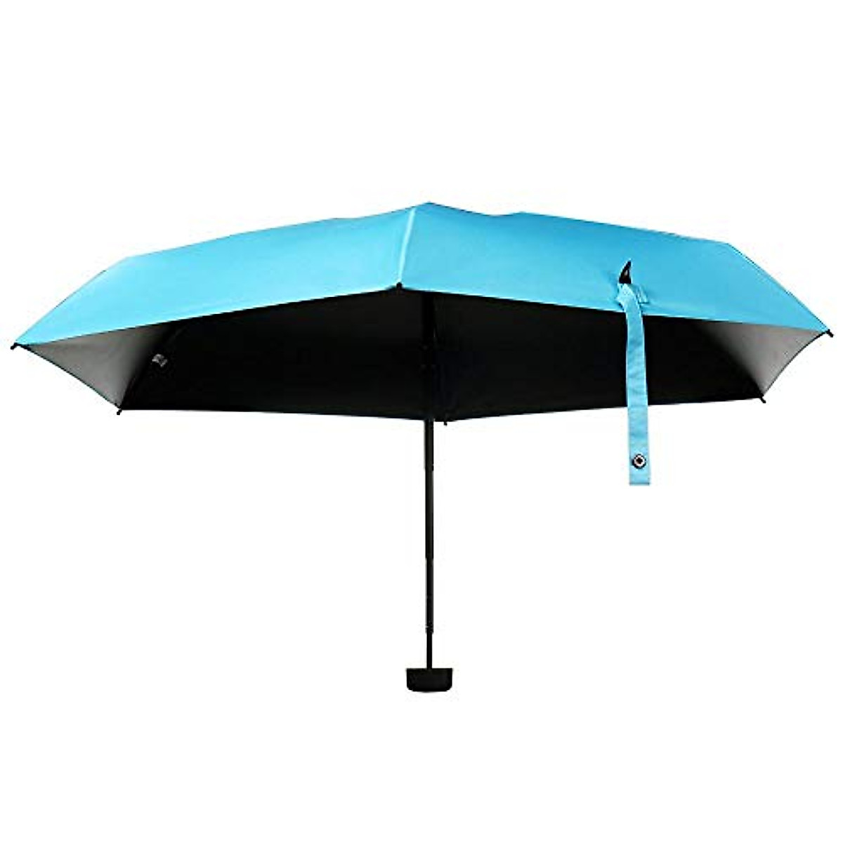 Upgraded Mini Travel Sun Rain Windproof Umbrella - Lightweight Compact Portable Parasol Outdoor UV Folding Umbrellas for Men Women Kids (Blue)