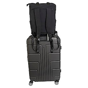 Joan & David Casual Sport Nylon 18" Convertible Workbook Backpack, Shopper Tote, Luggage Strap, Bottle Holder and Adjustable Back Straps with TSA Approved Bottles for Daily Use Travel Work Bag (Black)