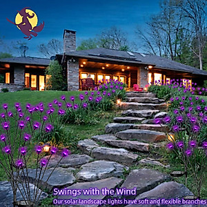 5 Pack Halloween Spider Lights Solar Powered Outdoor Waterproof, Purple Solar Swaying Firefly Lights, 2 Modes 40-LED Solar Garden Lights, Halloween Decorative Stake Pathway Lights Firefly Lights