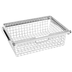 Rubbermaid Configurations Sliding Basket for Closet Drawer Organization, Sturdy Slide Out Basket, Titanium