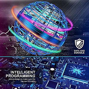 Flying Orb Ball Toys Soaring Hover Pro Boomerang Spinner Hand Controlled Mini Drone Globe Shape Spinning, Safe for Adults Kids Indoor Outdoor by Lematrix (Blue)