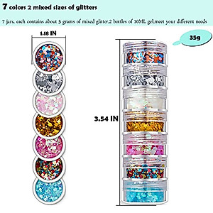 Chunky Holographic Body Glitter,JASSINS 7 Layer Style Holographic Face Body Glitter Set for Art Nail Art Glitters DIY,Face Makeup Glitter, Hair, Eye & Fine Glitter Eyeshadow (Color-2)