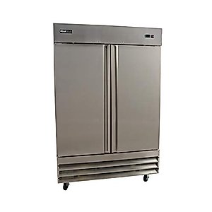 PeakCold 2 Door Commercial Stainless Steel Freezer, White Interior; 47 Cubic Ft, 54" Wide