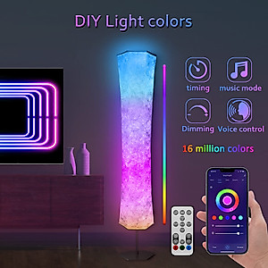 AMERCOT Floor Lamp,RGB Color Changing Led Lamp,Smart Lamp ,Alexa APP Light Control,59" Modern Lamp with Remote,Music Mode,Dimmable Standing Lamp for Living Room Bedroom Game Room