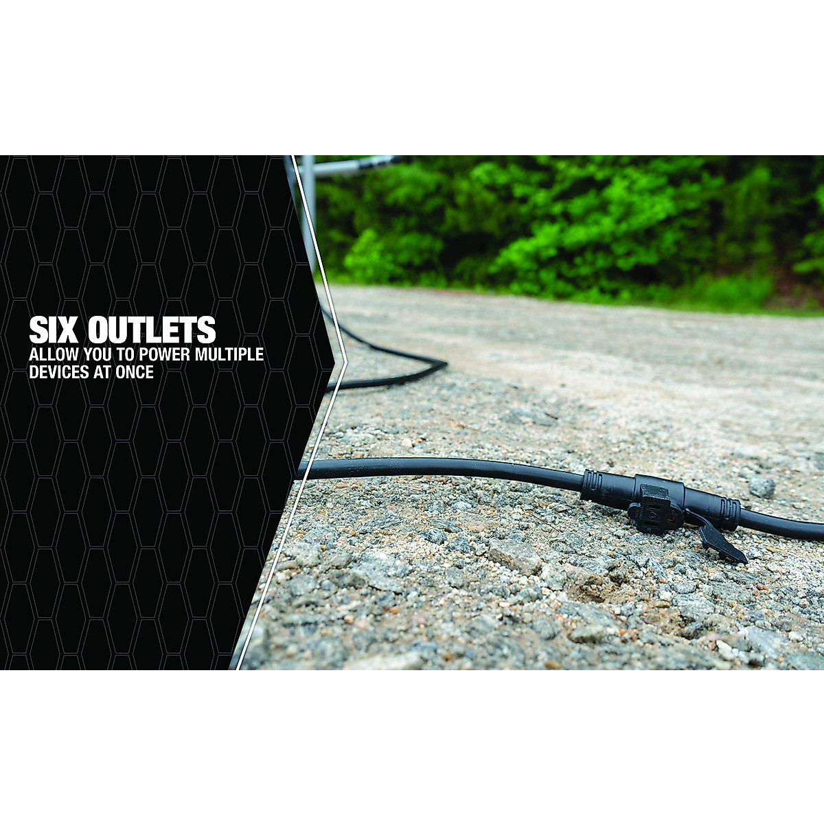 Southwire 65039101 12/3 50-Ft. Generator Power Cord, Black 6-Outlet