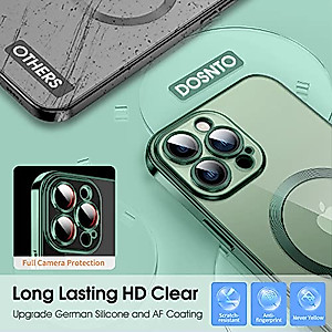 DOSNTO for iPhone 13 Pro Max Case Clear with MagSafe [Integrated Camera Glass] Magnetic Silicone Phone Case Slim Thin Women Men Cover [Non-Yellowing] Anti-Fingerprint Scratch Wireless Charging