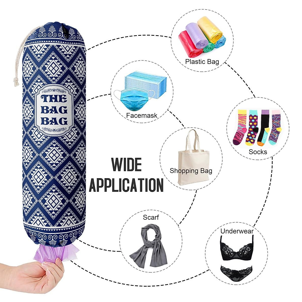 The Bag Bag Grocery Bag Holder, Rustic Grocery Bags Holder Organizer For Shopping Bags, Wall Mount Plastic Bags Storage Container Dispensers, Kitchen Gifts For Women Family Friends Grandma Mom(B-5)