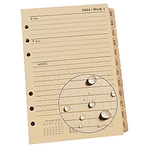 Rite in the Rain 2024 Dated Weekly Loose Leaf Calendar Set, 5” x 7”, Tan Sheets, 365 Days (No. PL2024W)