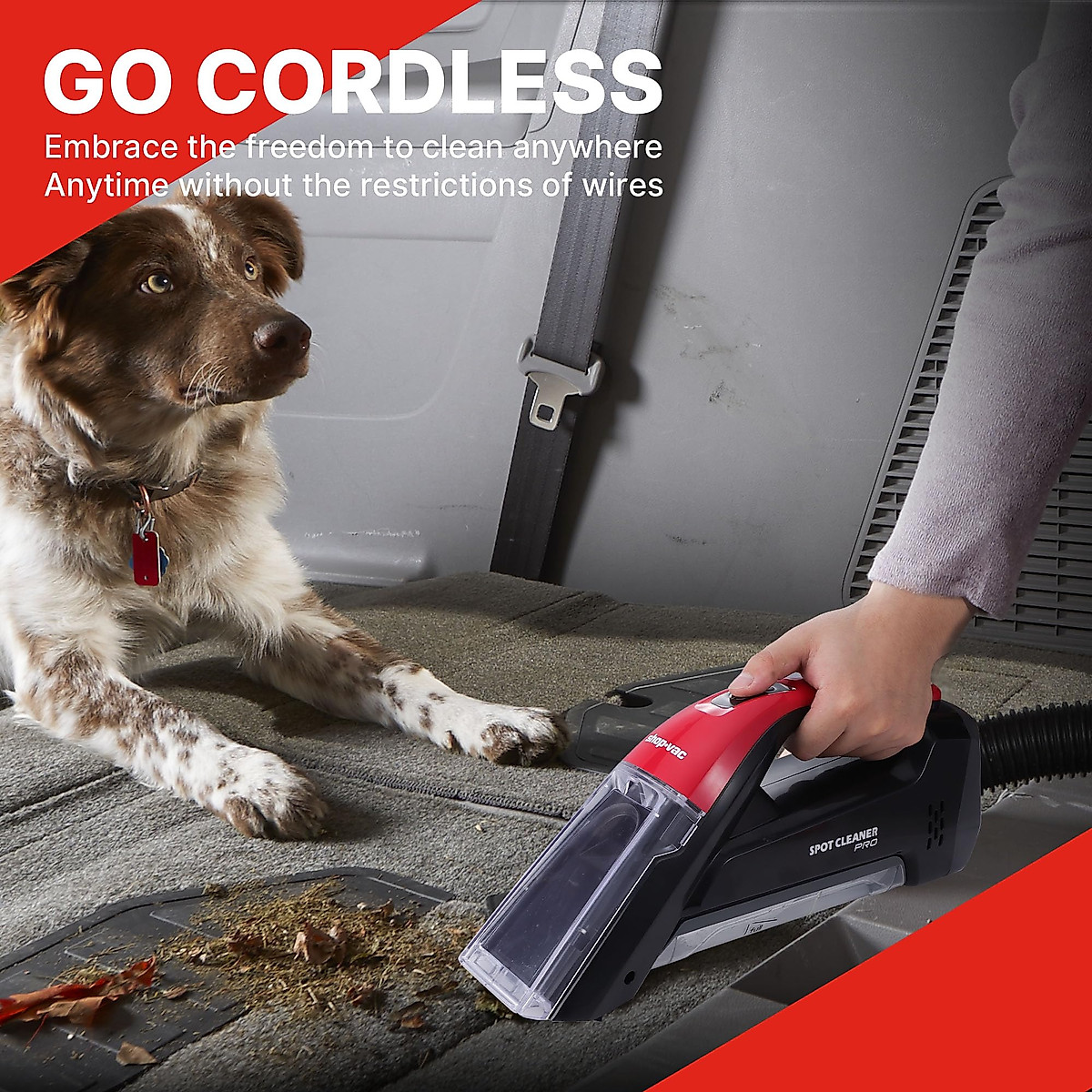 Shop-Vac Spot Cleaner for Carpet and Upholstery, Portable Cordless Carpet Cleaner, with 2 Bottle of 8 oz Spot & Stain Formula, Red