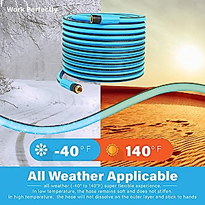 Garden Hose 50 FT,Flexible Heavy Duty Hybrid 5/8-Inch Kink-resistant Rubber Water Hose Kit with Hose Holder,All-weather, Lightweight,Burst 450PSI