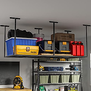 SunsGrove 4x8 Overhead Garage Storage Rack, 750LBS Weight Capacity Adjustable Ceiling Mounted Storage Racks Heavy Duty, Hanging Garage Storage, 48 in. W x 96 in. L x (22-40 Ceiling Dropdown), Black