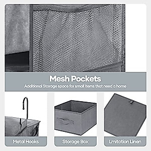 HAITRAL Hanging Closet Organizer - 6-Shelf Hanging Storage Shelves with 3 Drawers & Side Pocket - Multi-Function Foldable Cube Wardrobe for Home, Dorm, Apartment