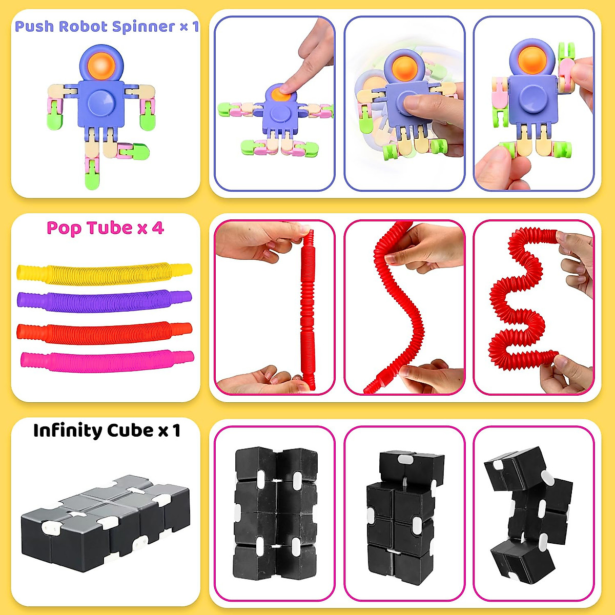 (60 Pcs) Sensory Fidget Toys Pack, School Classroom Rewards Goodie Bag Party Favors for Kids 3-5 4-8 8-12, Stress Relief & Anxiety Relief Tools Autistic ADHD Toys Holiday Birthday