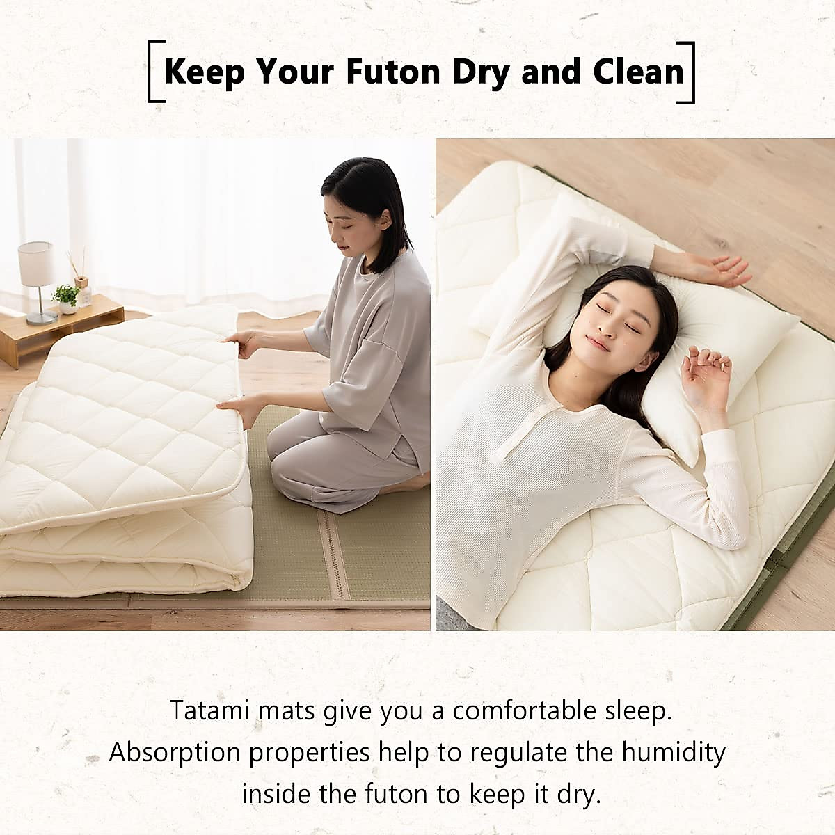 EMOOR Japanese Tatami Mat Twin Natural Rush Grass (Undyed), Foldable Igusa Mattress Floor Sleeping Japanese Futon Mattress Meditation Yoga Zen