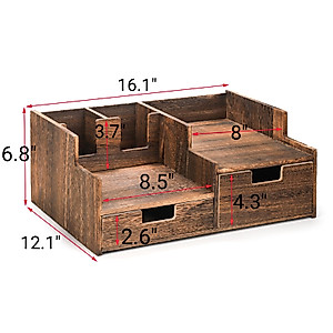 Goaste Coffee Station Organizer with 2 Drawers, Wooden Coffee Bar Accessories Organizer, Countertop K-Cup Storage Holder, Coffee Pods Storage Box, Tea Bag Condiment Organizer for Home, Office