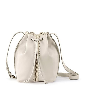 The Sak Womens Ivy Leather Drawstring Bucket, Stone, One Size US