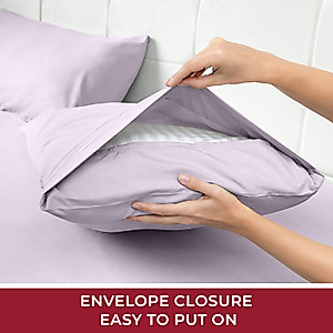 Mellanni King Bed Sheet Set + Duvet Cover Set Bundle&Save - Hotel Luxury Bedding - Bundle Includes: 4pcs Bed Sheet Set and 5pcs Duvet Cover Set (King, Lavender/White)